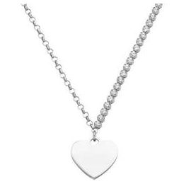 Collier Smart Jewel "mit Zirkonia und Herzanh&auml;nger, Silber 925", silber, Halsketten, Damen, 45cm, Silber 925 (Sterlingsilber), Collier