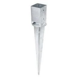 GAH Alberts Einschlag-Bodenh&uuml;lse ALBERTS "91x91 mm", silber (silberfarben), B:9,1cm, Stahl, Bodenanker, f&uuml;r Vierkantholzpfosten, Gesamtl&auml;nge 750 mm