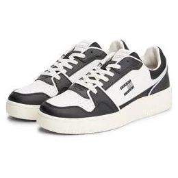Tommy Hilfiger Sneaker TOMMY JEANS "TJM RETRO BASKET", Herren, Gr. 45, schwarz-wei&szlig; (schwarz, wei&szlig;), Leder, Lederimitat, Textil, Schuhe Sneaker, Freizeitschuh, Halbschuh, Schn&uuml;rer mit Kontrast-Details