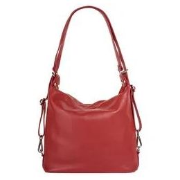 Shopper Samantha Look, Damen, Gr. B/H/T: 31cm x 29cm x 11cm onesize, rot, Leder, leicht gl&auml;nzend, unifarben, Taschen Shopper, echt Leder, Made in Italy