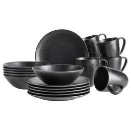 M&auml;ser Fr&uuml;hst&uuml;cks-Geschirrset M&Auml;SER "ESSENTIAL, Fr&uuml;hst&uuml;cks Set, Steinzeug", schwarz, 18 Stk., Steinzeug, Geschirr-Sets, Geschirr-Set, Service