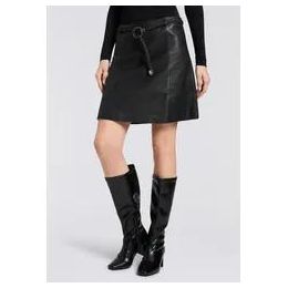 Lederrock Mauritius "GWHalie", Damen, Gr. S, schwarz, Obermaterial: 100% Schafsleder. Futter: 100% Polyester, unifarben, regular fit knieumspielend, R&ouml;cke, mit Flechtg&uuml;rtel
