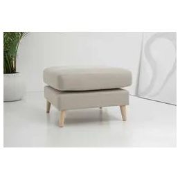 Polsterhocker Home Affaire "MARSEILLE", beige, B:70cm H:47cm T:70cm, 100% Polyester, Hocker, Polsterhocker, Massivholzbeine Eiche, Landhausstil, Wellenunterfederung