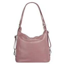 Shopper Samantha Look, Damen, Gr. B/H/T: 31cm x 29cm x 11cm onesize, rosa (alt, rosa), Leder, leicht gl&auml;nzend, unifarben, Taschen Shopper, echt Leder, Made in Italy