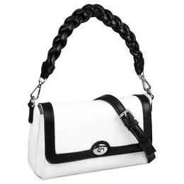 Schultertasche "Schwarz-Wei&szlig;", Damen, Gr. B/H/T: 25cm x 15cm x 5cm onesize, schwarz, Polyurethan (PU), Collezione Alessandro, Taschen Schultertasche, mit Flechtung
