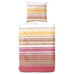 Bettw&auml;sche Primera "Perkal-Bettw&auml;sche Summer Stripe", rot, B/L: 135cm x 200cm, 1 Stk., 1 Stk., Perkal, B/L: 80cm x 80cm, 2 Stk., Perkal, Obermaterial: 100% Baumwolle, Bettw&auml;sche, Bettw&auml;sche, mit modernen Streifen