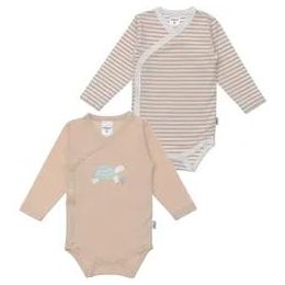 Body Liliput "Schildkr&ouml;te", Jungen, Gr. 50/56, EURO-Gr&ouml;&szlig;en, beige (beige, wei&szlig;), 95% Baumwolle, 5% Polyester, bedruckt, Bodys Body, 2er-Pack mit praktischen Druckkn&ouml;pfen