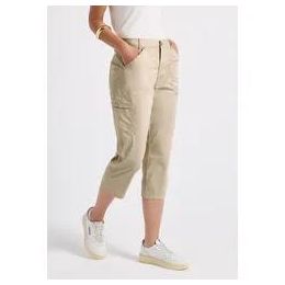 3/4-Hose Street One, Damen, Gr. 38, L&auml;nge 22, beige (barley beige), Web, 98% Baumwolle, 2% Elasthan, unifarben, comfort fit wadenlang, Hosen, mit seitlichen Einschubtaschen