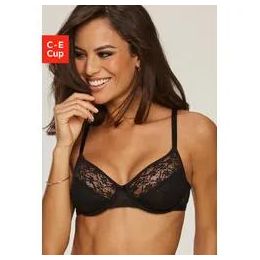 B&uuml;gel-BH Vivance "Julia", Damen, Gr. 70, Cup C, schwarz, Obermaterial: 88% Polyamid, 12% Elasthan, BHs B&uuml;gel-BH, aus blumiger Spitze, im h&uuml;bschen Balconnet-Schnitt, Dessous