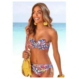 B&uuml;gel-Bandeau-Bikini-Top Vivance "Leilani", Damen, Gr. 36, Cup A, grau (grau, bedruckt), Recycling-Polyamid, bedruckt, floral, Bikini-Oberteile, in getwisteter Optik