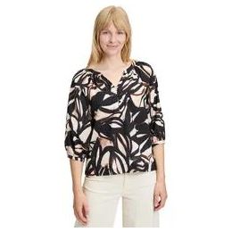 BETTY & CO Schlupfbluse BETTY & CO "Damen mit Print", Damen, Gr. 44, schwarz (schwarz, nature), Obermaterial: 100% Baumwolle, figurumspielend normal, Rundhals, Blusen Schlupfbluse