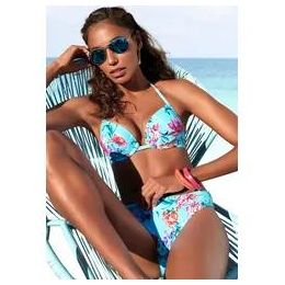 Push-Up-Bikini-Top Sunseeker "Modern", Damen, Gr. 38, Cup B, blau (hellblau, bedruckt), Polyamid, bedruckt, floral, Bikini-Oberteile, mit Blumenprint