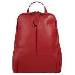 Cityrucksack Samantha Look, Damen, Gr. B/H/T: 20cm x 32cm x 6cm, onesize, rot, Leder, Rindsleder, Rucks&auml;cke Cityrucksack, echt Leder, Made in Italy