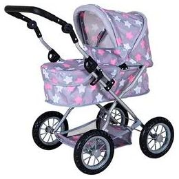 Puppenwagen KNORRTOYS "First", rosa (star grau pink), Puppenwagen, KinderB:42cm H:70cm T:64cm, Kunststoff, Metall, Stoff, B:42cm H:70cm T:64cm