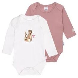 Body Liliput "Leopard", Jungen, Gr. 50/56, EURO-Gr&ouml;&szlig;en, rosa (wei&szlig;, ros&eacute;), 100% Baumwolle, bedruckt, Rundhals, Bodys Body, 2er-Pack mit praktischen Druckkn&ouml;pfen