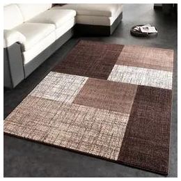 Teppich Paco Home "Mondial 105", braun, B:80cm H:13mm L:150cm, Kunstfaser, Teppiche, Teppich, Kurzflor, modernes Karo Muster, ideal im Wohnzimmer & Schlafzimmer