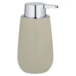 Seifenspender Wenko "Badi", grau (grau, beige, silberfarben), Keramik, Dosierspender, Seifenspender, Beige Keramik, 320 ml