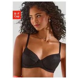 B&uuml;gel-BH Lascana, Damen, Gr. 95, Cup F, schwarz, Spitze, Obermaterial: 88% Polyamid, 12% Elasthan, BHs B&uuml;gel-BH, aus feiner Jacquardspitze, sexy Dessous