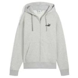 Kapuzensweatshirt Puma "ESS SMALL NO. 1 LOGO COMFORT FULL-ZIP HOODIE FL", Damen, Gr. XL, grau (light gray heather), Fleece, Obermaterial: 66% Baumwolle, 34% Polyester, unifarben, comfort fit normal, Sweatshirts, mit K&auml;ngurutasche, mit verstellbarer Kapuze, sportlicher Stil