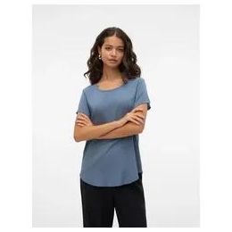 V&eacute;ro Moda Blusenshirt VERO MODA "VMBELLA SS TOP WVN GA NOOS", Damen, Gr. M, blau (china blau), Web, Obermaterial: 97% Viskose, 3% Elasthan, unifarben, regular fit h&uuml;ftbedeckend, Rundhals, Shirts Blusenshirt, Viskosemischung, abgerundeter Saum