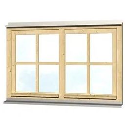 Skan Holz Fenster SKANHOLZ "Doppelfenster", beige (natur), B:132cm H:82cm, Glas, Massivholz, Fenster, f&uuml;r Carports, 132,4 x 82,1 cm