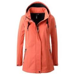 Softshelljacke DEPROC ACTIVE "WILKIE PEAK WOMEN", Damen, Gr. 40/42 (M), orange, 96% Polyester; 4% Elasthan, tailliert, gerader Abschluss mit Windstopper,mit verstellbarem Klettverschluss, Jacken Softshelljacke, mit abnehmbarer Kapuze
