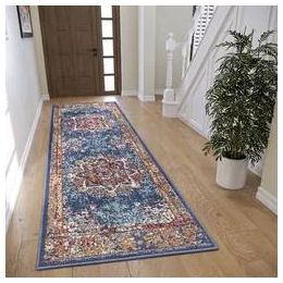 Teppich Hanse Home "Maderno", blau, B:80cm H:8mm L:240cm, Jute, Polyester, Polypropylen (PP), Teppiche, Teppich, L&auml;ufer, Orientalisch, Kurzflor, Wohnzimmer, Schlafzimmer, Esszimmer