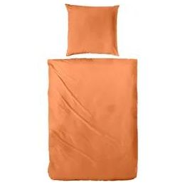 Bettw&auml;sche Primera "Satin-Bettw&auml;sche Falsches Uni", orange, B/L: 135cm x 200cm, 1 Stk., 1 Stk., Satin, B/L: 80cm x 80cm, 2 Stk., Satin, Obermaterial: 100% Baumwolle, Bettw&auml;sche, Bettw&auml;sche, mit dezenten T&ouml;nen
