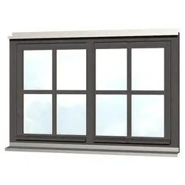 Skan Holz Fenster SKANHOLZ "Doppelfenster", grau (schiefergrau), B:132cm H:82cm, Glas, Massivholz, Fenster, f&uuml;r Carports, 132,4 x 82,1 cm