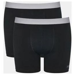 Boxer Sloggi "Men GO ABC 2.0", Damen, Gr. M, schwarz, Single Jersey, Obermaterial: 95% Baumwolle, 5% Elasthan, clean, unifarben, k&ouml;rpernah, Unterhosen, l&auml;ngeres Bein, Baumwollmix, weich, elastischer Bund