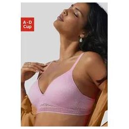 Bralette-BH Lascana "Freya", Damen, Gr. 90, Cup B, pink, Spitze, Obermaterial: 36% Polyamid, 29% Polyester, 27% Baumwolle, 8% Elasthan, BHs, ohne B&uuml;gel mit eingearbeitetem Push-up Kissen, Dessous