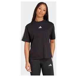 T-Shirt Adidas SPORTSWEAR "ESSENTIALS 3-STREIFEN BOYFRIEND", Damen, Gr. XS, schwarz-wei&szlig; (schwarz, wei&szlig;), Obermaterial: 100% Baumwolle, normal, Rundhals, Shirts T-Shirt, lockere Passform, Kurzarmdesign, sportlicher Stil, aus Baumwolle, Topseller