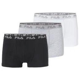 Boxershorts Fila "MAN BOXER SHORTS", Damen, Gr. XXL, grau (mix), Graumeliert (Obermaterial): 67% Baumwolle, 28% Elasthan, 5% Polyester. Obermaterial: 95% Baumwolle, 5% Elasthan, unifarben mit Farbeinsatz, eng, Unterhosen, mit elastischem Logobund