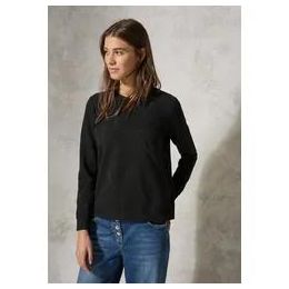 Langarmshirt Cecil, Damen, Gr. L (42), schwarz, Stoff, 66% Polyester, 20% Viskose, 10% metallisierte Fasern, 4% Elasthan, gemustert, normal normal, Rundhals, B&uuml;ndchen, Shirts Langarmshirt, mit Glitzer-Details