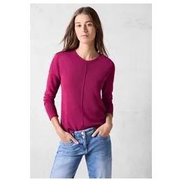 Langarmshirt Cecil, Damen, Gr. L (42), pink (jewel pink), Stoff, 80% Viskose, 17% Polyester, 3% Elasthan, gestreift, normal normal, Rundhals, abgesteppt, Shirts Langarmshirt, mit Streifen-Struktur