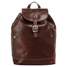 Pike Cityrucksack PIK&Eacute;, Damen, Gr. B/H/T: 35cm x 34cm x 11cm, onesize, braun, Leder, Rindsleder, beschichtet, leicht gl&auml;nzend, Rucks&auml;cke Cityrucksack, echt Leder, Made in Italy