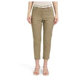 Stoffhose Betty Barclay "Damen mit G&uuml;rtel", Damen, Gr. 38, Normalgr&ouml;&szlig;en, braun (soft olive), Obermaterial: 97% Baumwolle, 3% Elasthan, Basic, slim fit 3/4-L&auml;nge, Hosen Stoffhose, Mit G&uuml;rtel