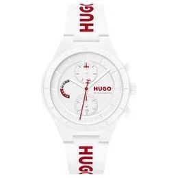 Multifunktionsuhr Hugo "LIT MULTI", wei&szlig;, Armbanduhren, Damen, Quarzuhr, Armbanduhr, Herrenuhr, Silikonarmband, analog