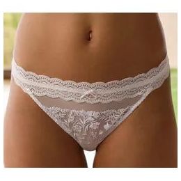 String Lascana, Damen, Gr. 32/34, wei&szlig;, Mesh, Obermaterial: 60% Polyamid, 38% Polyester, 2% Elasthan, Unterhosen String, mit zarter Blumenstickerei und elastischem Spitzenband