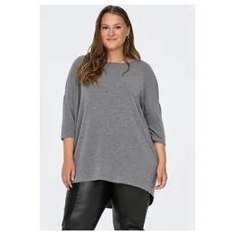 3/4-Arm-Shirt Only CARMAKOMA "CARLAMOUR 3/4 TOP JRS NOOS", Damen, Gr. XL, grau (dunkelgrau melange detail:melange), Single Jersey, Obermaterial: 65% Polyester, 30% Viskose, 5% Elasthan, meliert, unifarben, regular fit normal, Rundhals, Shirts 3/4-Arm-Shirt, Materialmix, loose fit