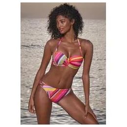 B&uuml;gel-Bandeau-Bikini Bruno Banani, Damen, Gr. 38, Cup D, bunt (orange bedruckt), Obermaterial: 80% Polyester, 20% Elasthan. Futter: 100% Polyamid. Wattierung: 100% Polyester, bedruckt, Bikini-Sets, mit grafischem Druck