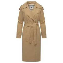 Trenchcoat Ragwear "Longtrench", Damen, Gr. XL (42), beige (sand), Obermaterial: 100% Baumwolle. Innenfutter: 100% Polyester, gerade wadenlang, weit normaler Saum mit Bindeband,mit Kn&ouml;pfen,verstellbar, M&auml;ntel, Eleganter Mantel-Klassiker mit Taillenband