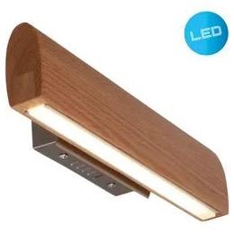 N&auml;ve N&Auml;VE LED Wandleuchte "Rondo", braun, 1, H: 8cm, 1 Stk., Leuchten, Schirm Eichenholz, L: 35cm, warmwei&szlig;es Licht, abgerundete Form, LED Wandleuchte