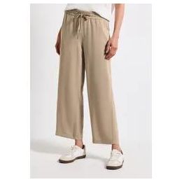 Stoffhose Street One "Style Emee", Damen, Gr. 38, L&auml;nge 26, beige (safari beige), Web, Obermaterial: 100% Viskose, unifarben, normal 7/8-L&auml;nge, Hosen Stoffhose, Sommerhose mit elastischem Bund mit Tunnelzug