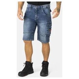 Workerjeans HERO by John Medoox "LUCAN Denim Workwear Arbeits-Cargoshorts Jeans", Herren, Gr. 46, blau (mid blau washed), Denim/Jeans, 98% Baumwolle, 2% Elasthan, regular fit kurz, Jeans, Arbeits-Cargoshorts Jeans Denim / Jeansf&uuml;r Herren
