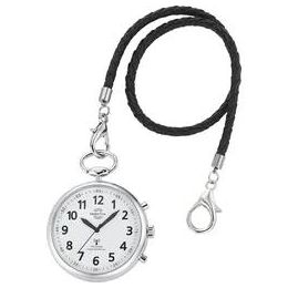 Taschenuhr MASTER TIME "Sprechende Taschenuhr", silber (silberfarben), Taschenuhren, Damen, Taschenuhr, sprechende Funkuhr, Quarzuhr, Status Funkempfang, 4 Alarmzeiten