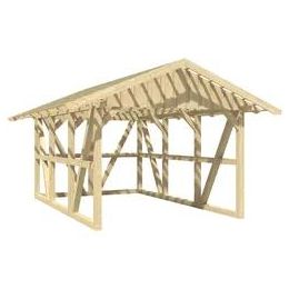 Skan Holz Einzelcarport SKANHOLZ "Schwarzwald", braun (eiche hell), B/H/T: 424cm x 220cm x 600cm, Carports, mit R&uuml;ckwand, mit Dachlattung