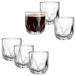 Gl&auml;ser-Set Leonardo "Kaffee-Glas GOCCE, 220 ml, 6er-Set", transparent, H:8,2cm &Oslash;:7,6cm, Glas, Trinkgef&auml;&szlig;e, 3. Variante, mit Tropfenrelief