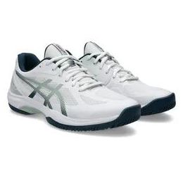 Hallenschuh asics "COURT HUNTER FF", Herren, Gr. 49, wei&szlig; (wei&szlig;, lichen rock), Synthetik, Schuhe Hallenschuh, besonders geeignet f&uuml;r Handball und Volleyball
