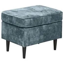 Hocker ED EXCITING DESIGN "Oskar", blau, B:63cm H:43cm T:42cm, 100% Polyester, Hocker, Sitzhocker, mit Massivholzf&uuml;&szlig;en